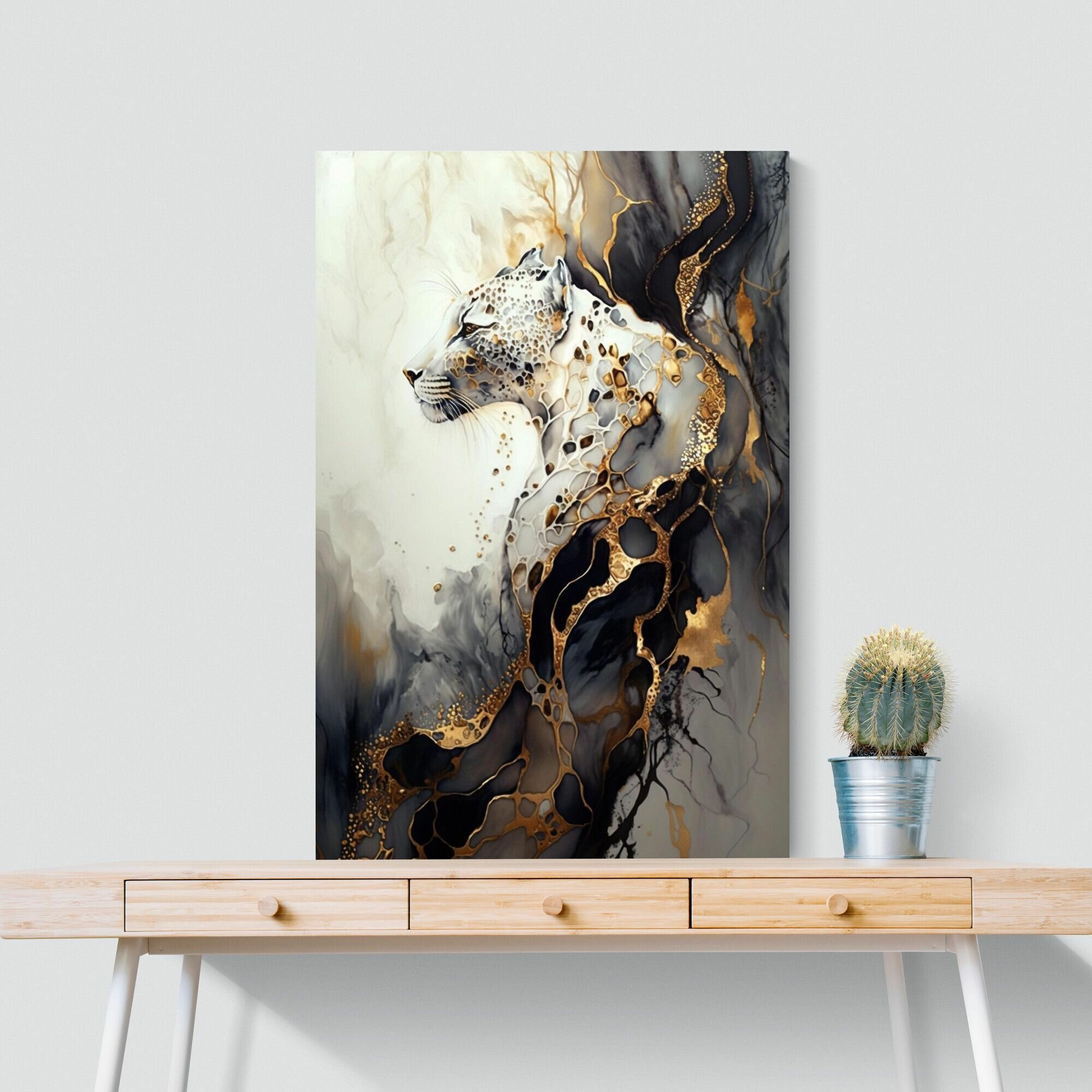 Картина для интерьера на холсте "Пантера абстракция" 60х80 см