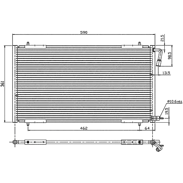 STELLOX 10-45002-SX (1045002_SX / 6455 FY / 6455 W6) радиатор кондиционера\ Peugeot (Пежо) 206 1.1-2.0hdi 98