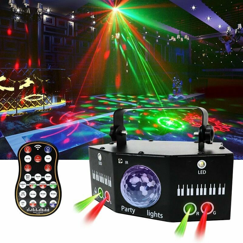 Cветомузыка лазерная-диско-шар, встроенный стробоскоп, волшебный шар, лазерный эффект, светомузыка подходит для семейных посиделок, клубов, баров