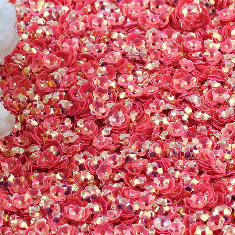 Пайетки цветка сливы 5 мм Розовый, 5mm 10g, Watermelon Red 2