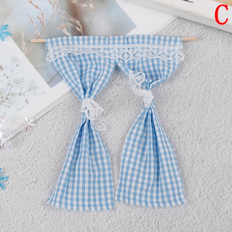 Миниатюрная занавеска в клетку для кукольного домика, style7 C