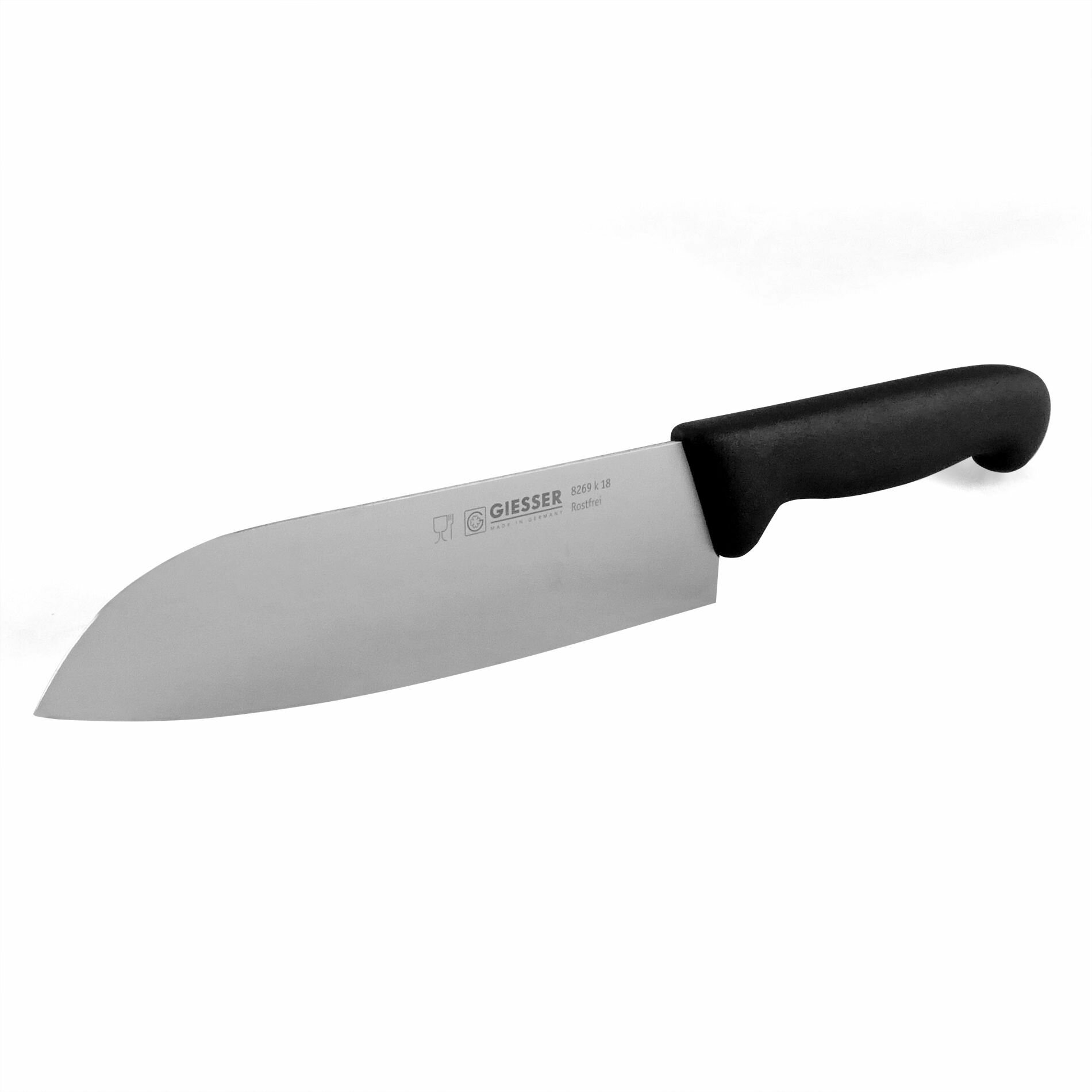 Нож поварской профессиональный для японской кухни Сантоку, 18 см, ручка TPE, Giesser.