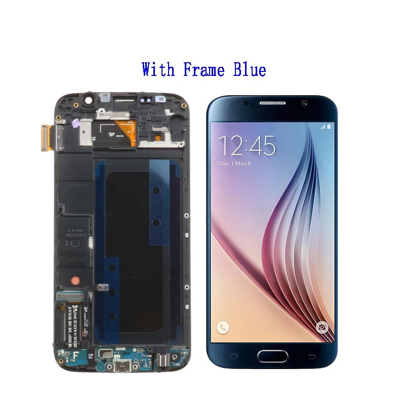 ЖК-дисплей Super AMOLED 5,1 дюйма для SAMSUNG S6 G920 G920F, ЖК-дисплей с рамкой, сенсорный дигитайзер в сборе для SAMSUNG S6, ЖК-дисплей G920F Blue Frame