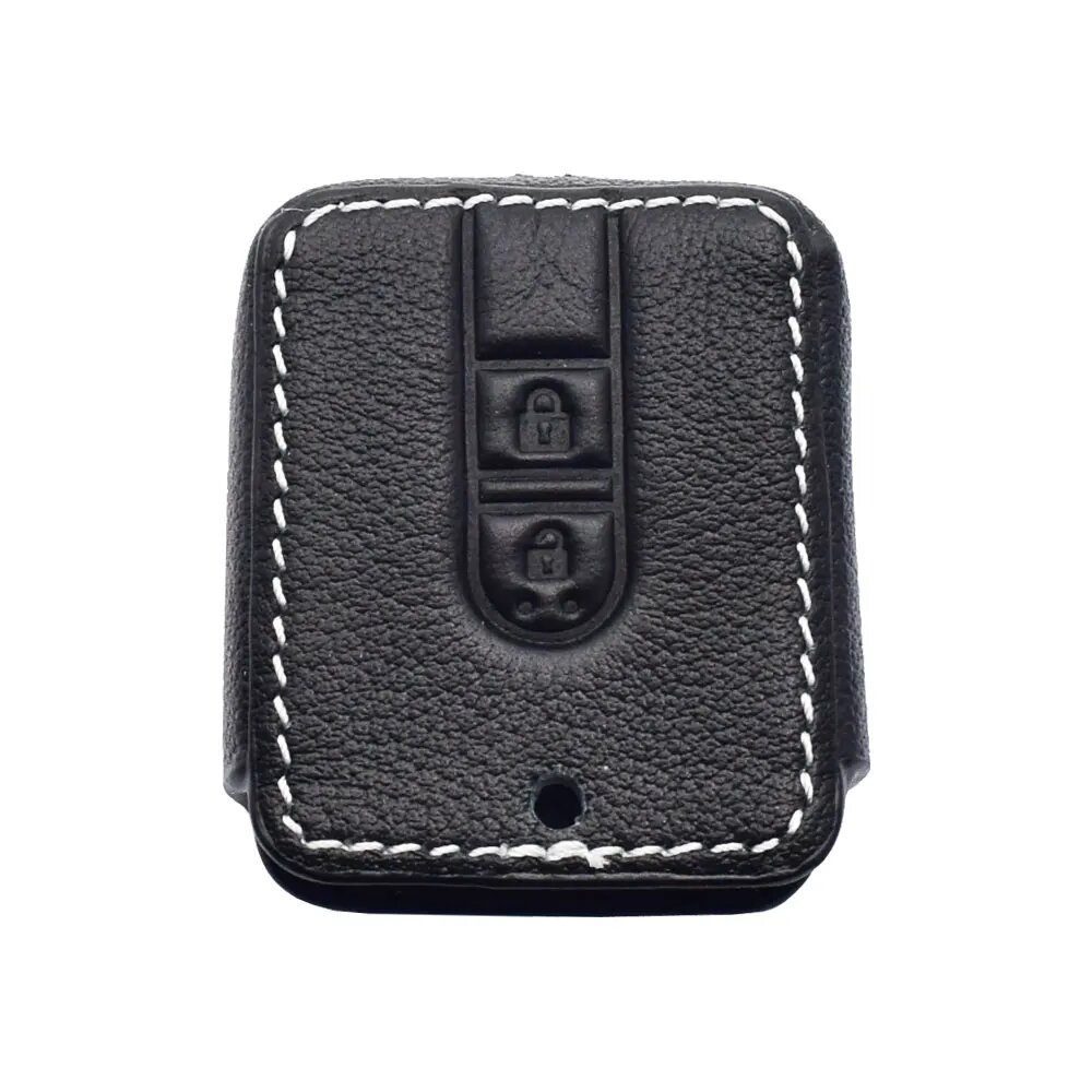 Кожаный чехол для ключа Nissan Qashqai, Navara, Micra, 2 кнопки, черный
