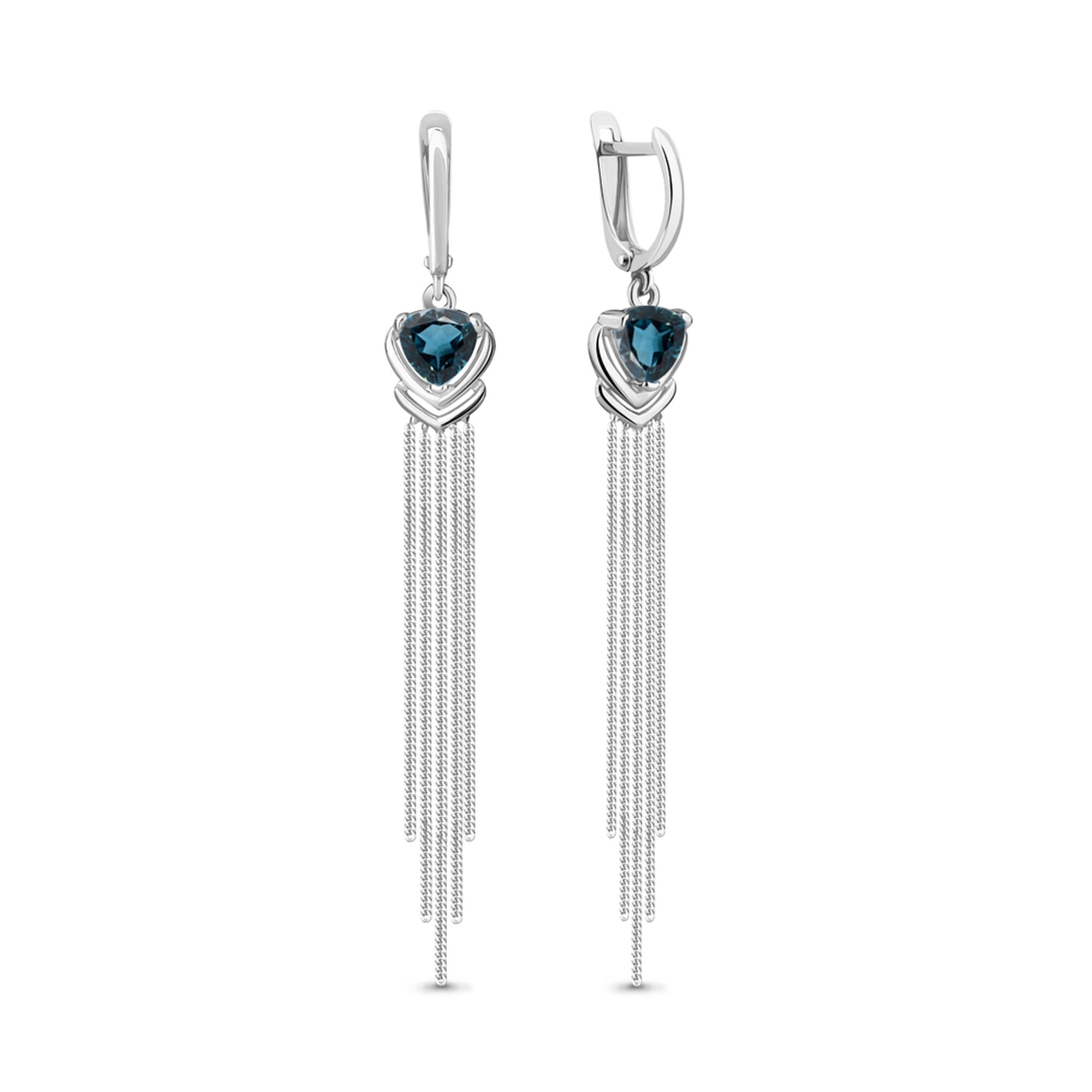 Серьги, серебро, 925 проба, родирование, Лондон топаз