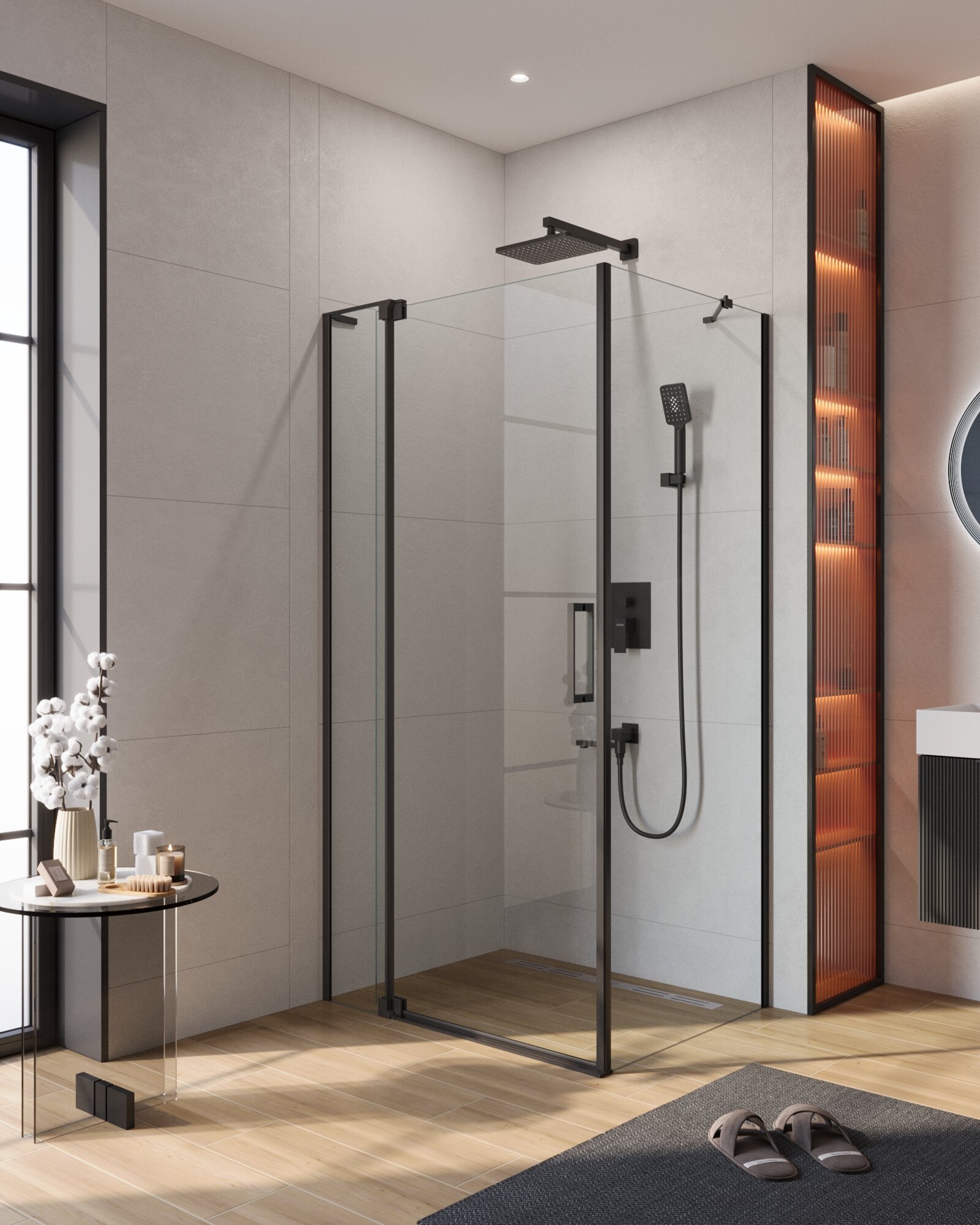 Душевой уголок CEZARES SLIDER SLIDER-AH-1-80-90/100-C-NERO