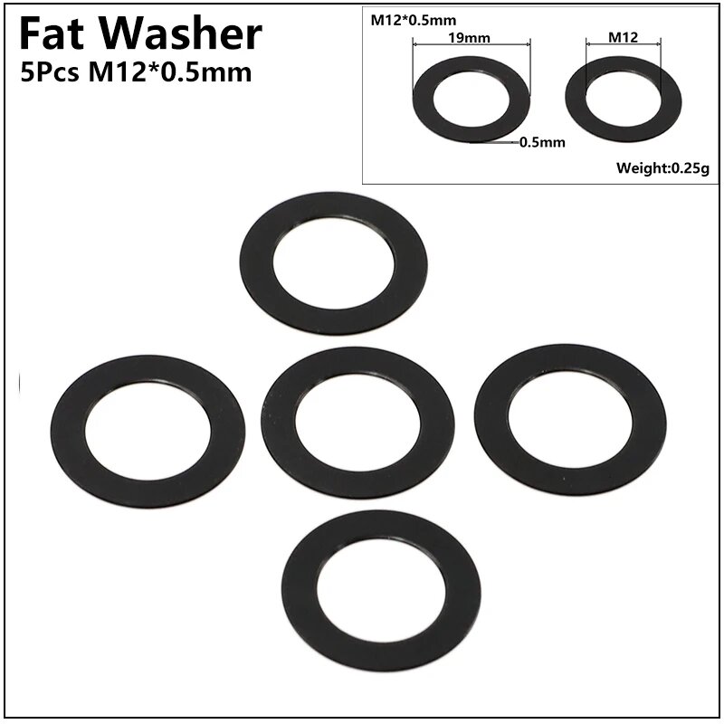 HEPPE велосипед Thru шайба для оси M12 M15 ось Проставка MTB дорожный велосипед втулка трубка вал шпажка Проставка 0,5 мм 1,5 мм 3 мм 4 мм 5 мм 6 мм толщиной 5Pcs M12x0.5mm Flat