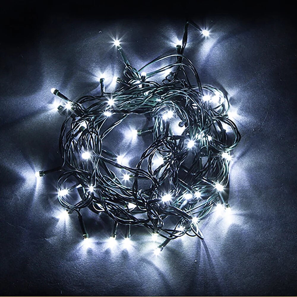 Светодиодная гирлянда Feron CL07 линейная 40м + 3м 230V 5000К, c питанием от сети, эффектом стробов, зеленый шнур (32317)