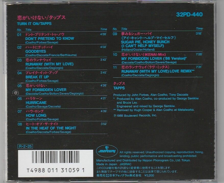 Tapps - Turn It On (CD диск) — фото 1