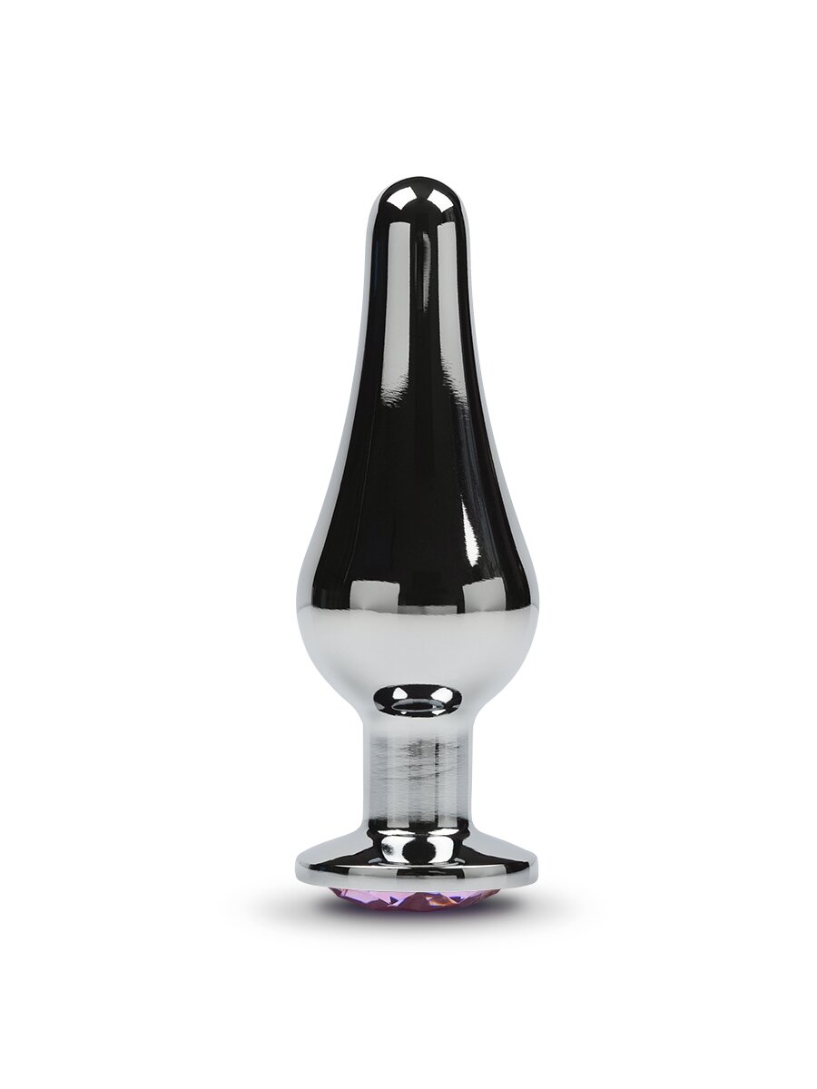 Маленькая анальная пробка с кристаллом, графит - Пикантные Штучки, 8.5 см