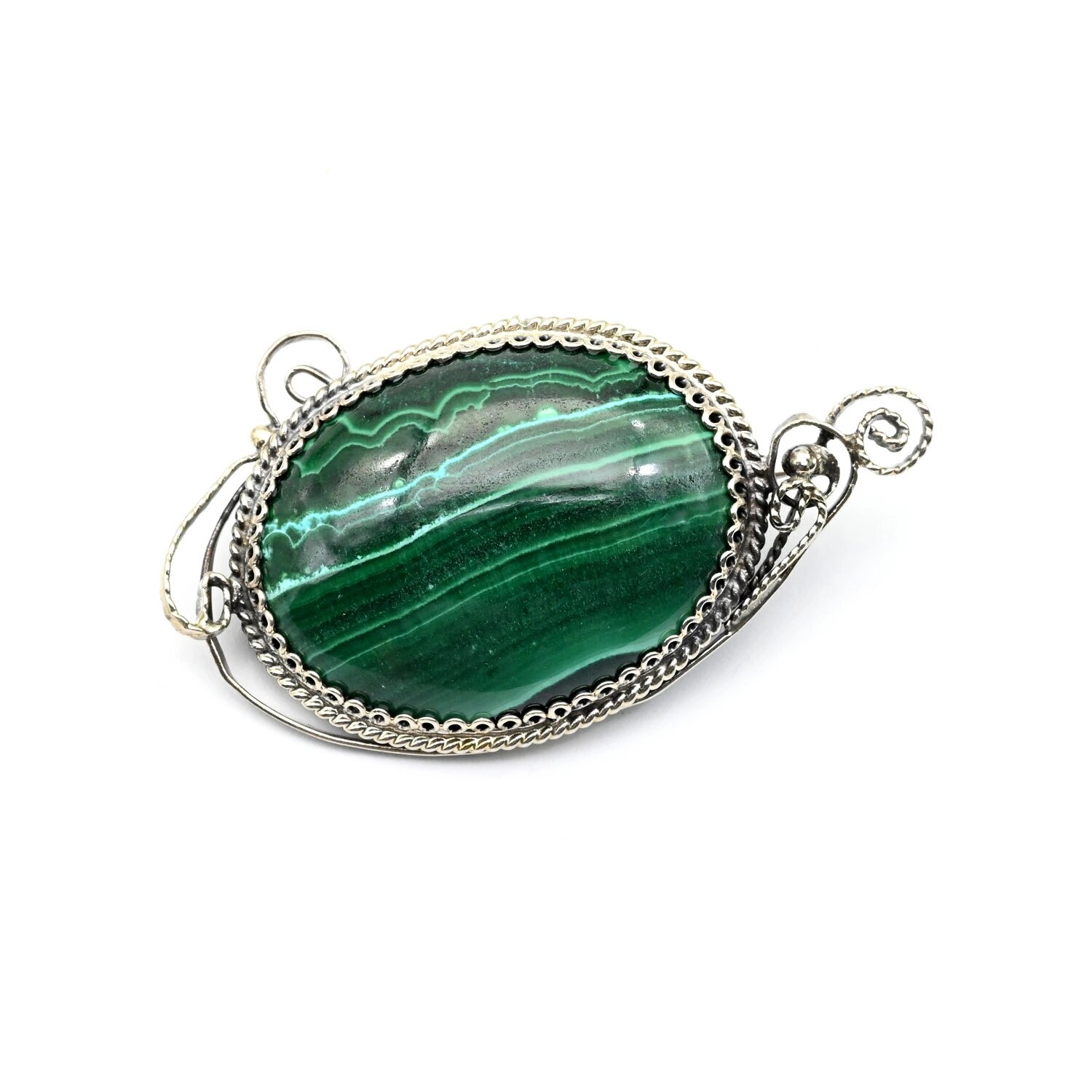 Брошь, малахит