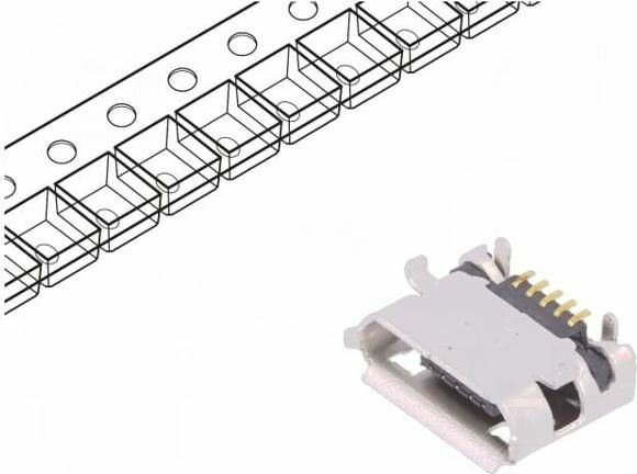 Разъем AMPHENOL 10118194-0001LF Гнездо USB B micro на PCB SMT, THT PIN 5 горизонтальный 1 шт