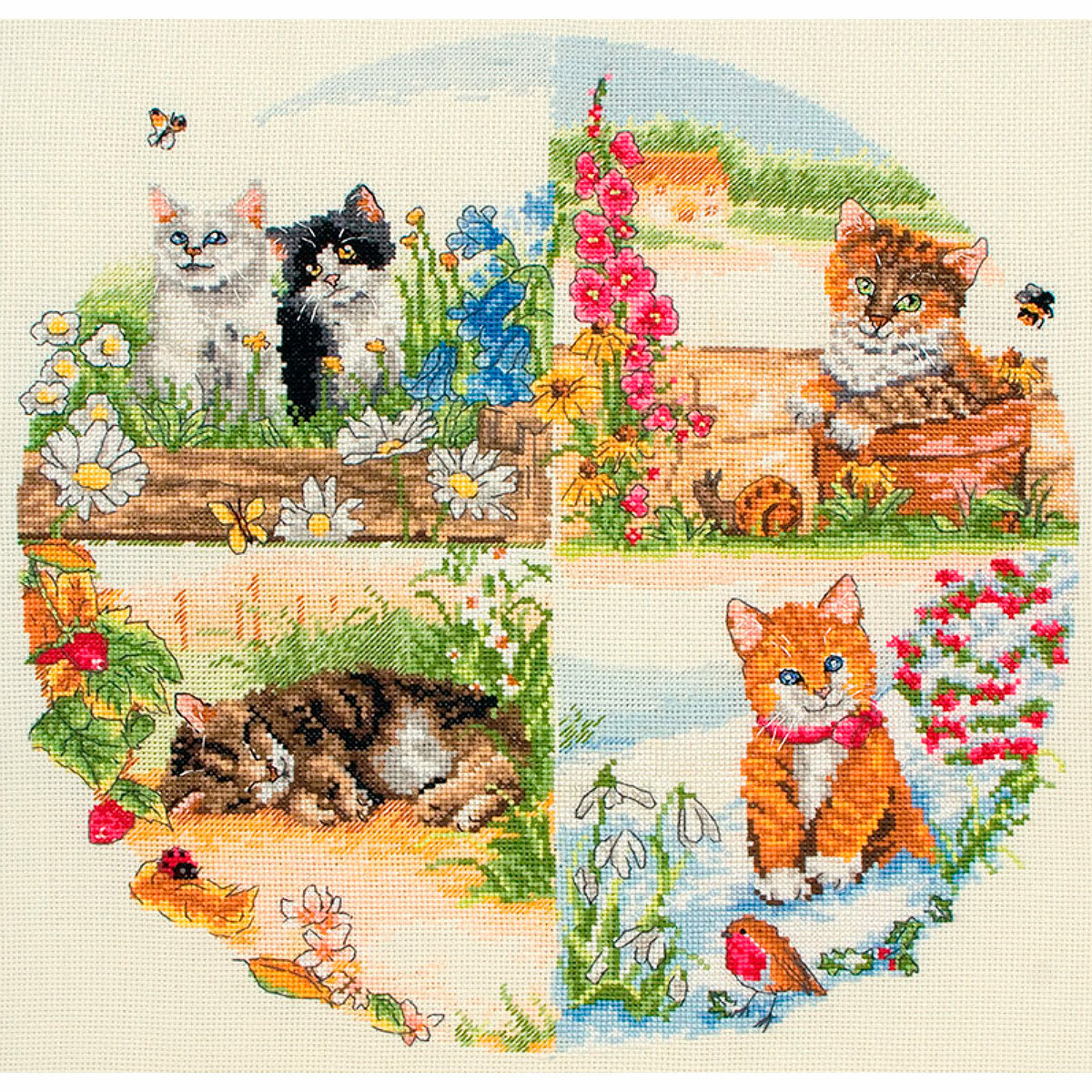 Набор для вышивания Anchor "Cats And Seasons" 30*30см, MEZ Венгрия, PCE895
