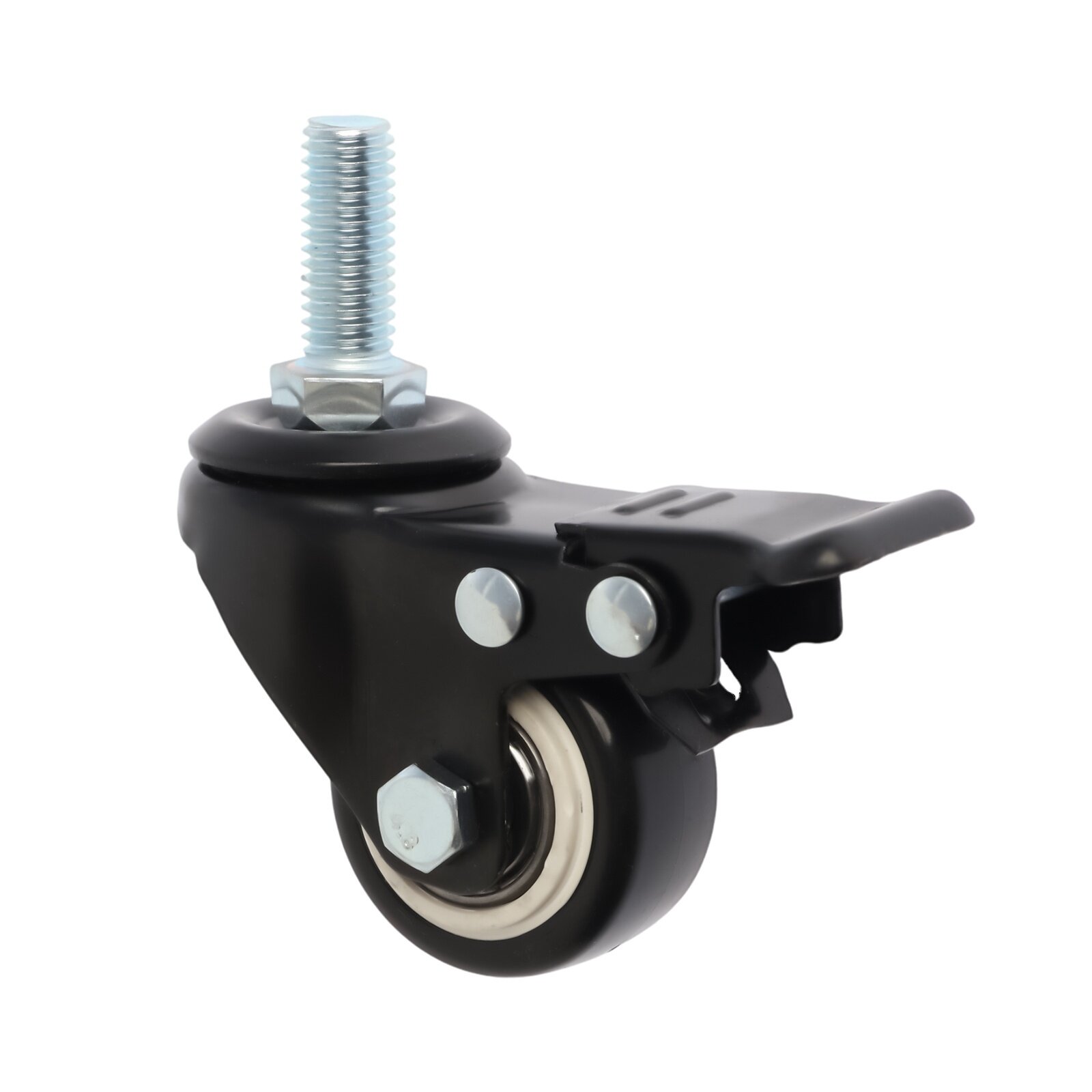 Колесо мебельное тундра, d=40 мм, поворотное, с футоркой 10×25 мм, с тормозом, черное