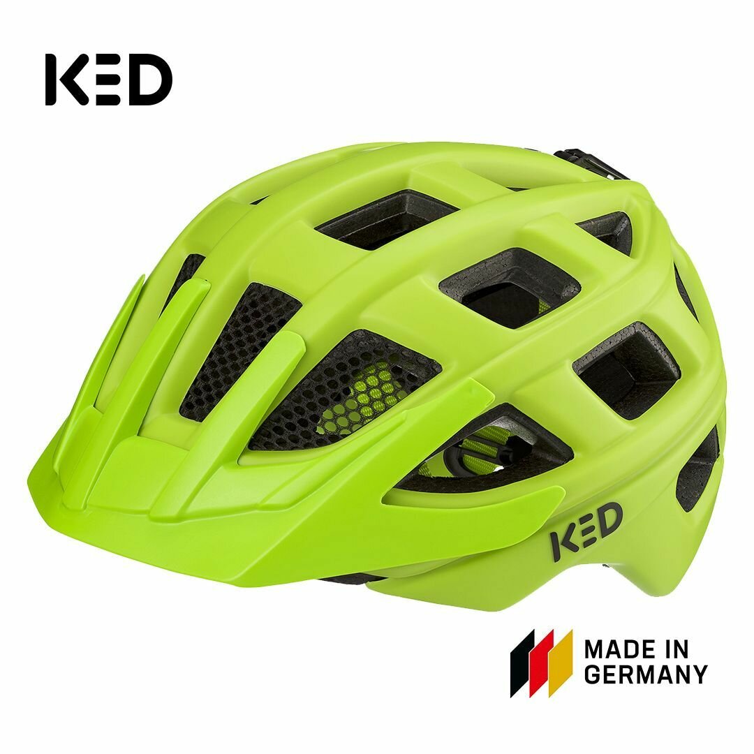 Шлем детский защитный для велосипеда, роликов, самоката, скейтборда, спортивный зеленый велошлем для детей KED Kailu Green Matt, размер M (53-59)