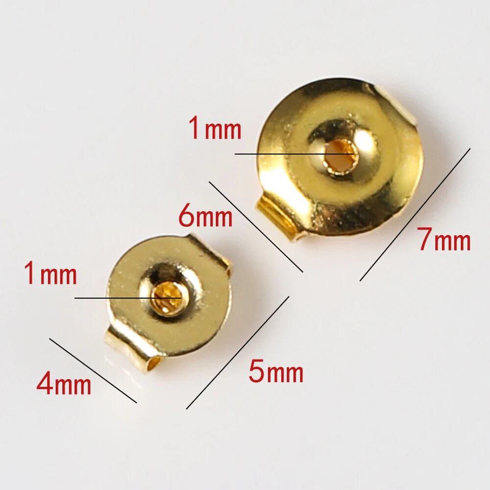 Заглушки для сережек MINGXUAN, Gold Color, 4-7 мм