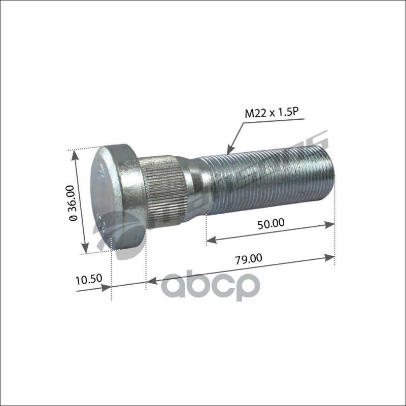 Шпилька ступицы колеса! передняя M22x1.5x89/79 RVI Premium/Magnum Mansons арт. 800106