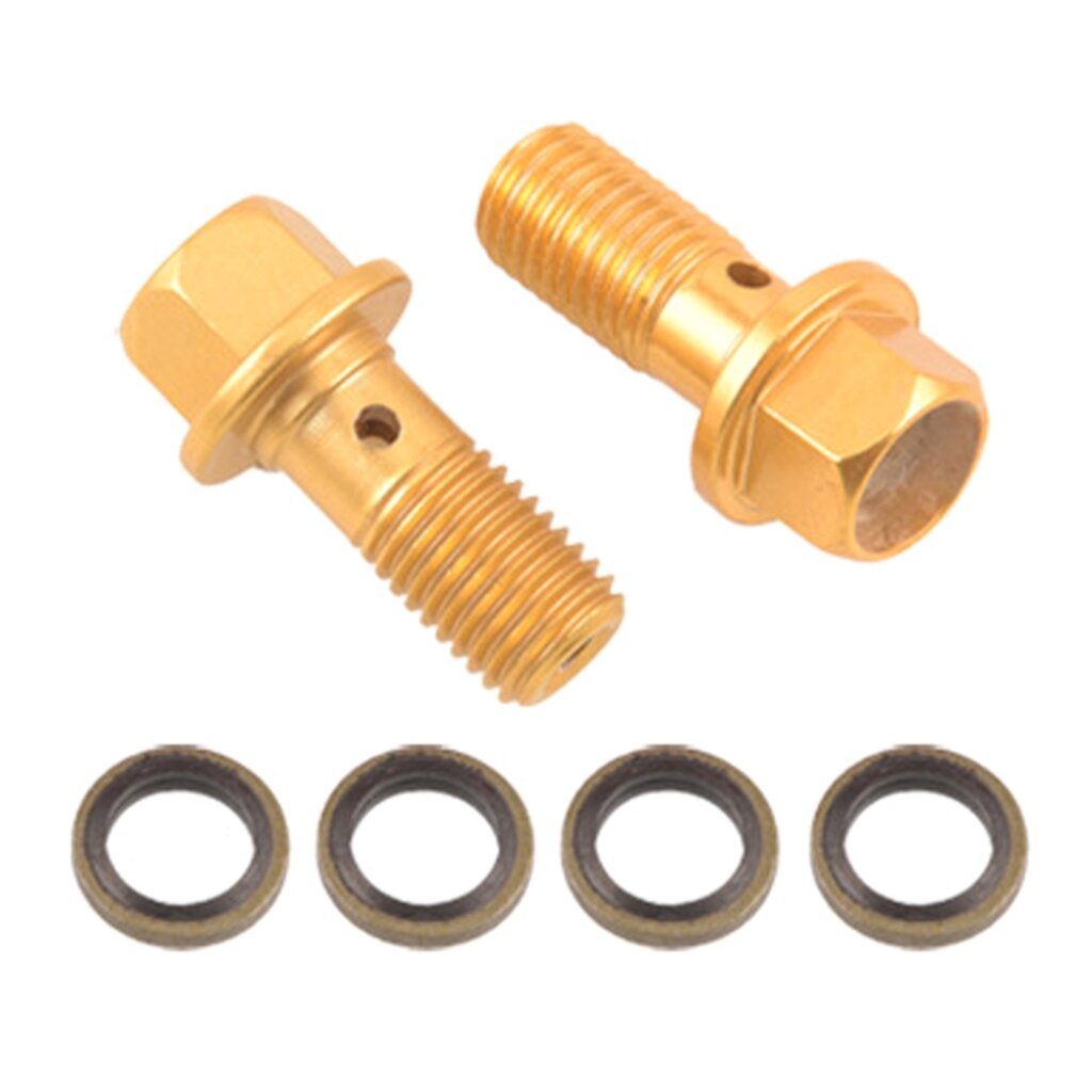 2pcs Мотоциклы Тормозной суппорт банджо Belt Bolt Vint M10x1.25 Алюминий, Золото