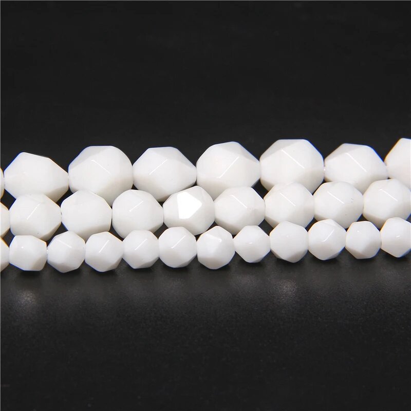 Граненые бусины из агата и яшмы Vinswet 6-10 мм Белый, 6mm, 9 White porcelain