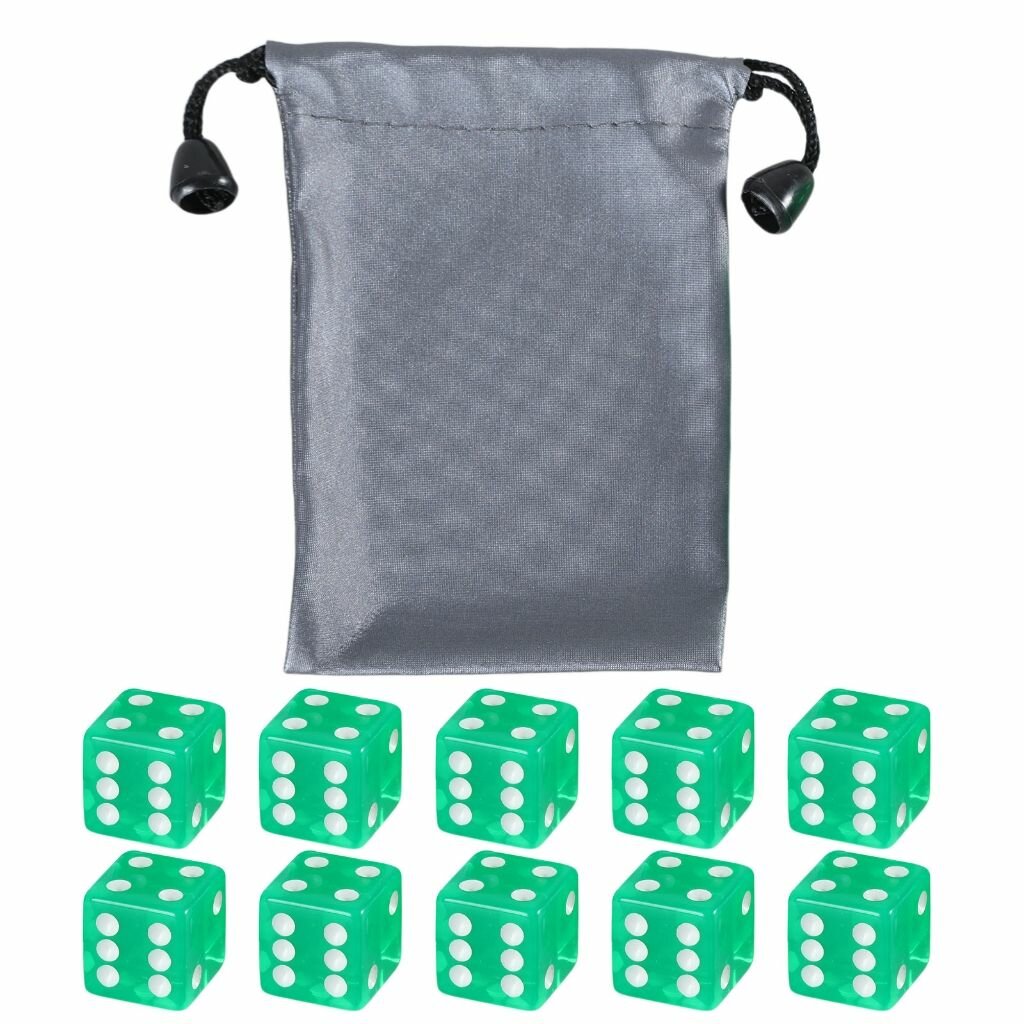 Упаковка из 10 прозрачных квадратных кубиков диаметром 19 мм-зеленые