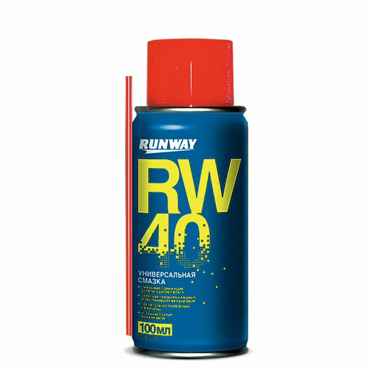 Смазка универсальная RW-40 (аналог WD-40) 100мл, аэрозоль с трубочкой (RW6094), 12шт.