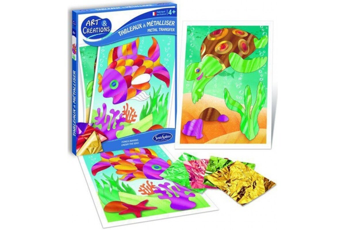 Аппликация из бумаги SentoSphere "Волшебные рыбки", 15 цветных листов, 2 листа на клейкой основе (3100)