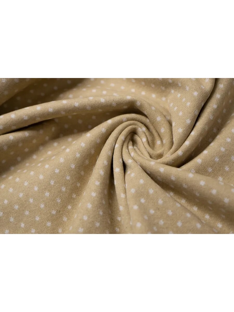 Ткань Трикотаж бежевый в горошек