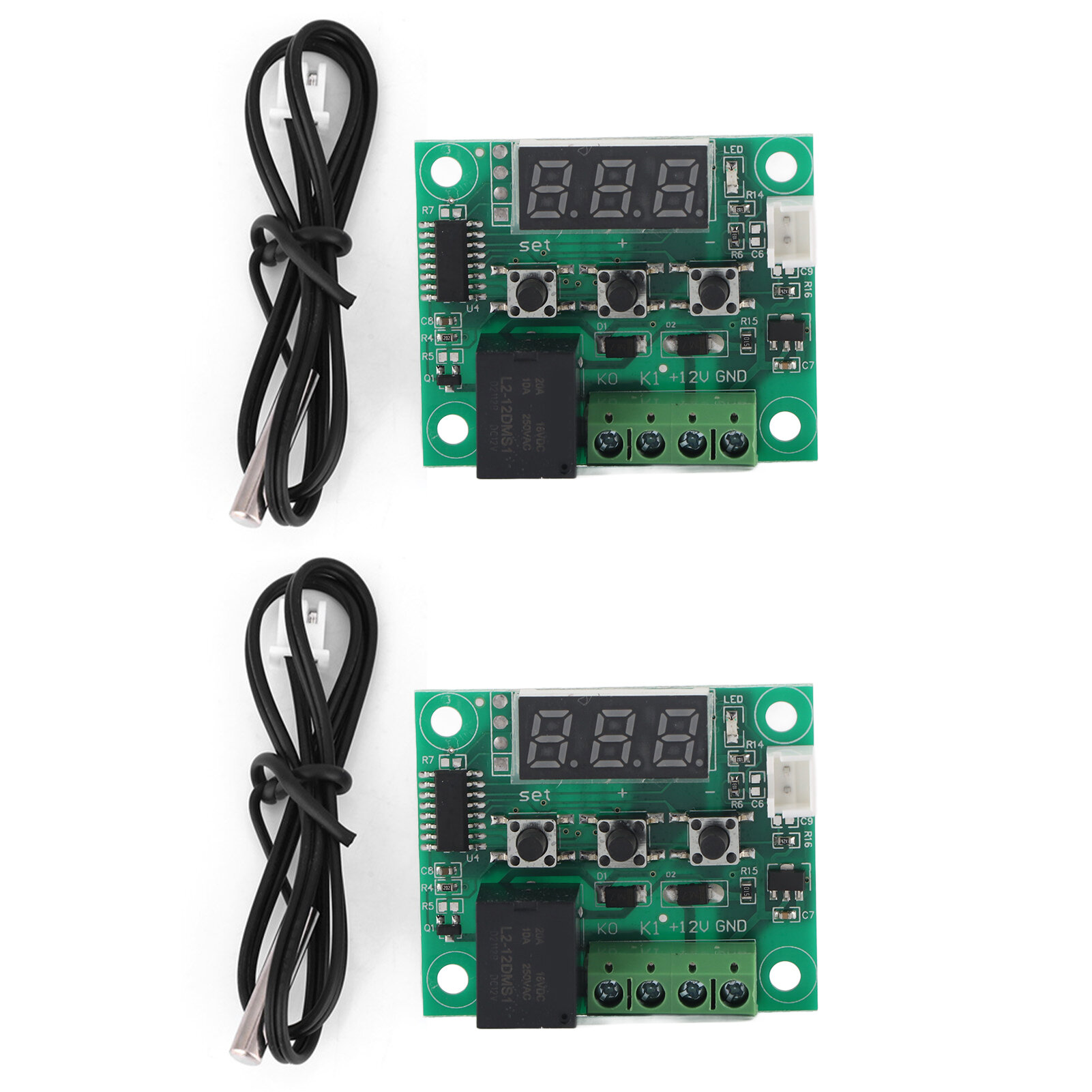 2pcs W1209 DC 12V Цифровой термостат водонепроницаемый переключатель температуры датчика -50 ~ 110 ° C