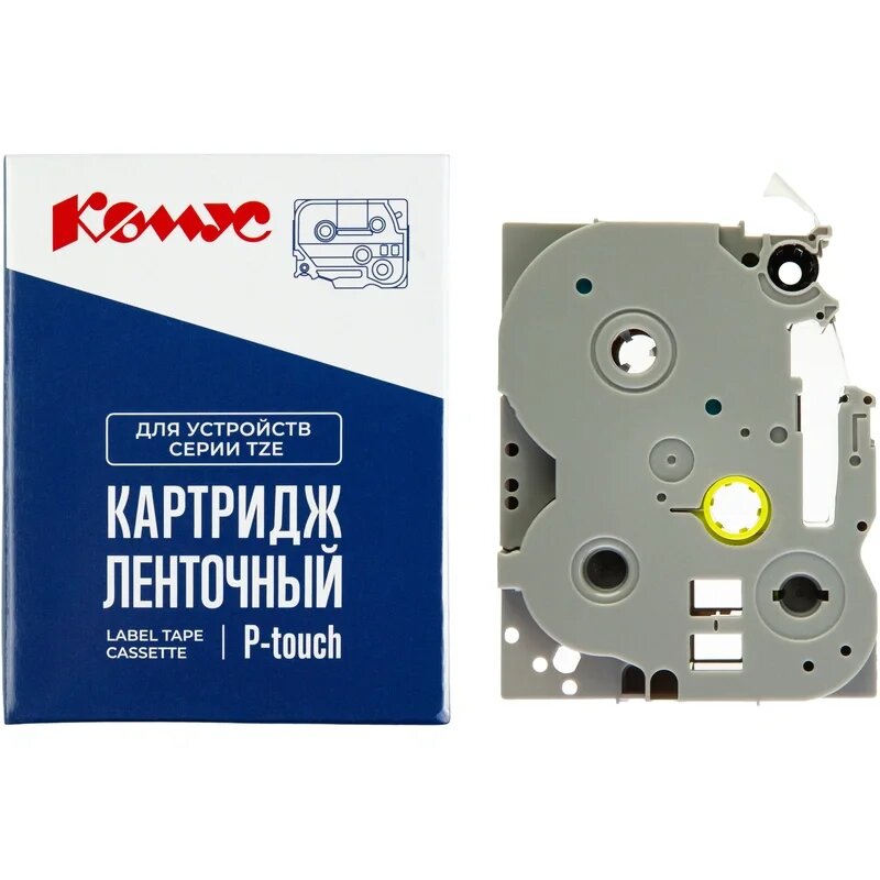Картридж Комус TZE-731 для принтера этикеток Brother 12 мм х 8 м цвет ленты зеленый шрифт черный, 1944161