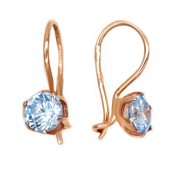 Серьги, красное золото, 585 проба, фианит