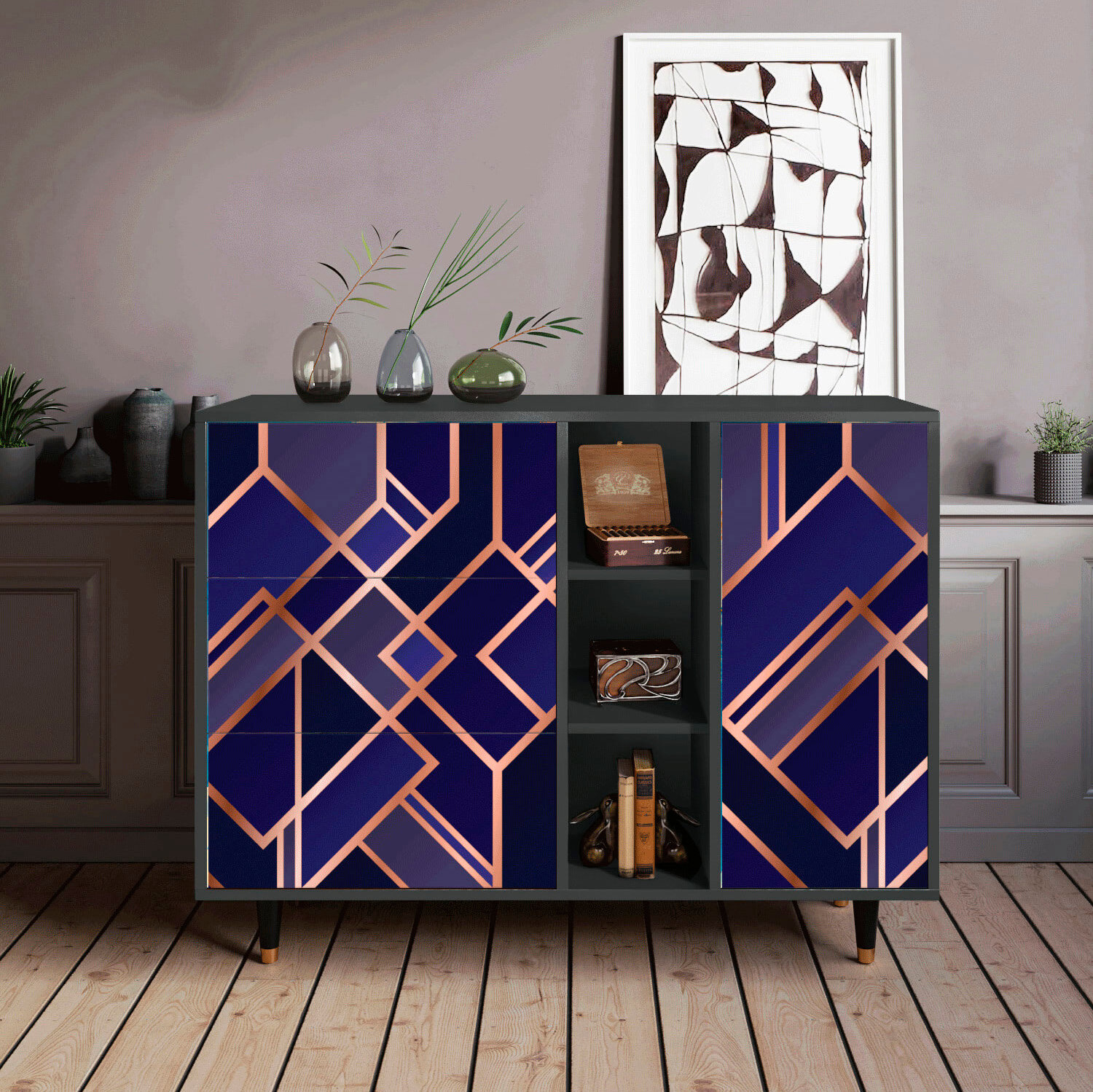 Комод - STORYZ - BS2 Aquamarine Getsby, Разер - 125 x 97 x 48 см , Цвет корпуса - Антрацит