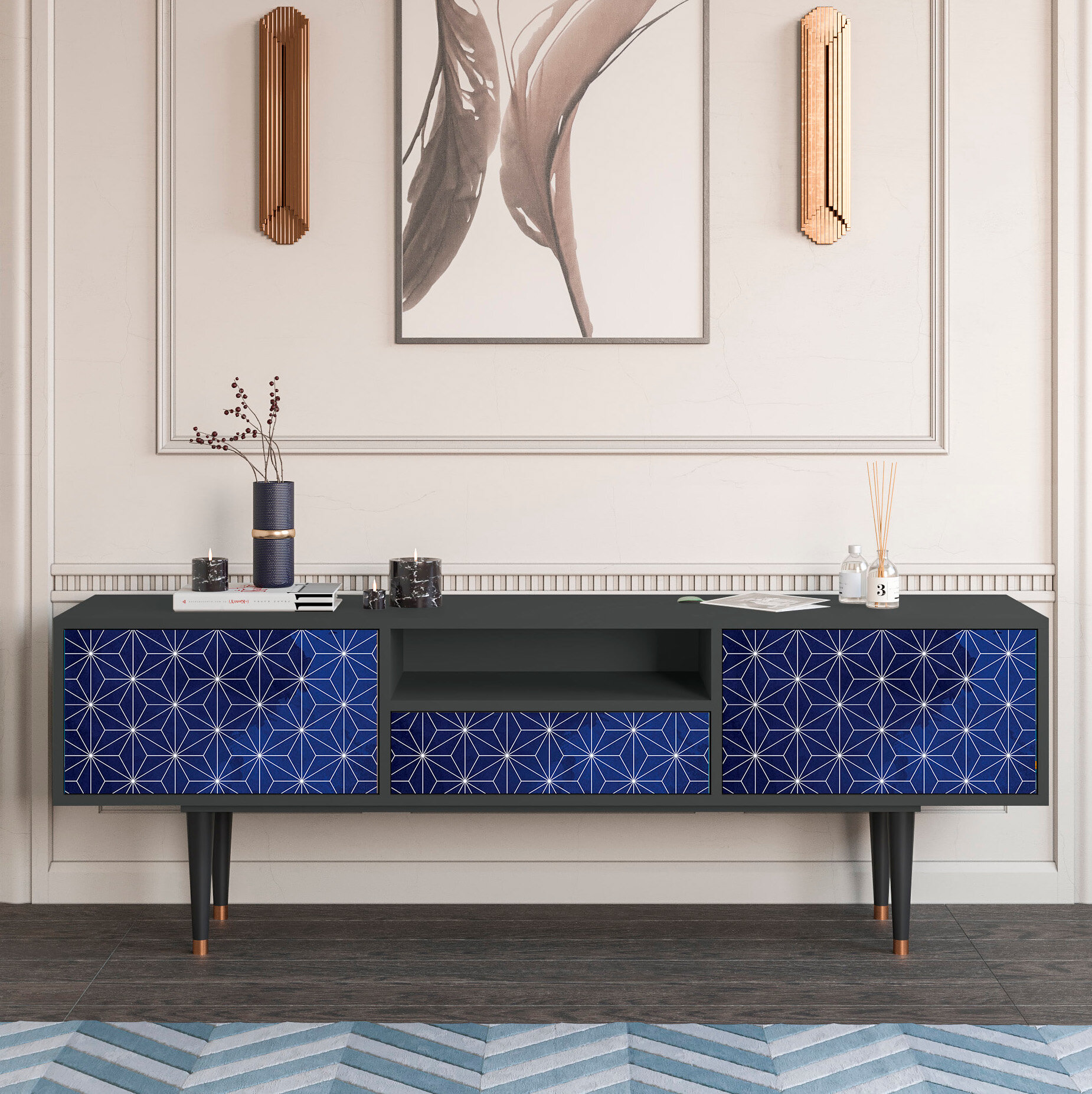 ТВ-Тумба - STORYZ - T6 Milky Way, Размер - 170 x 69 x 41 см, Цвет корпуса - , Антрацит