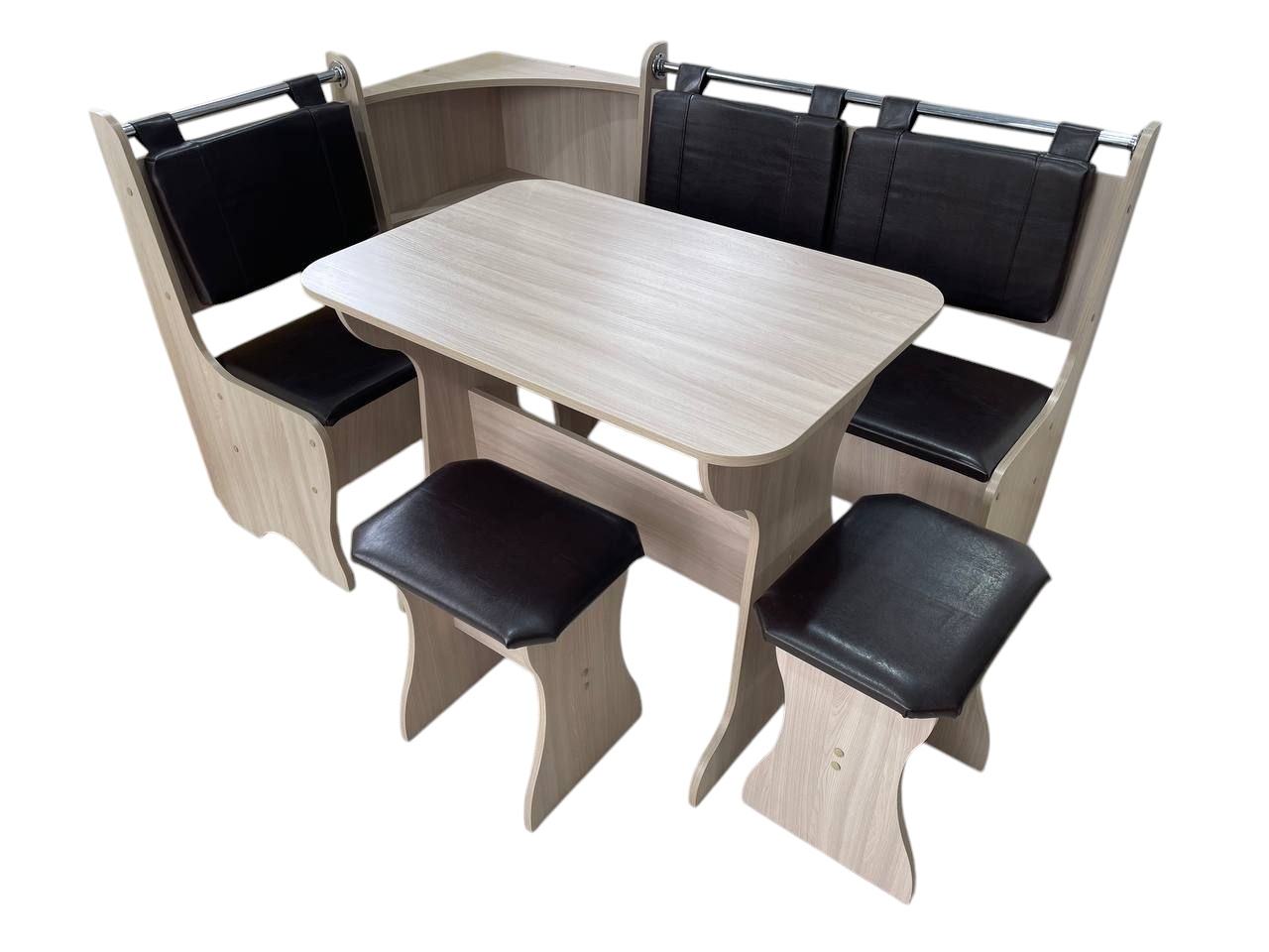 Кухонный уголок набор Стиль-40 с прямоугольным столом и табуретами, размер 103/153, яшслдсп/обивка экокожа шоколад