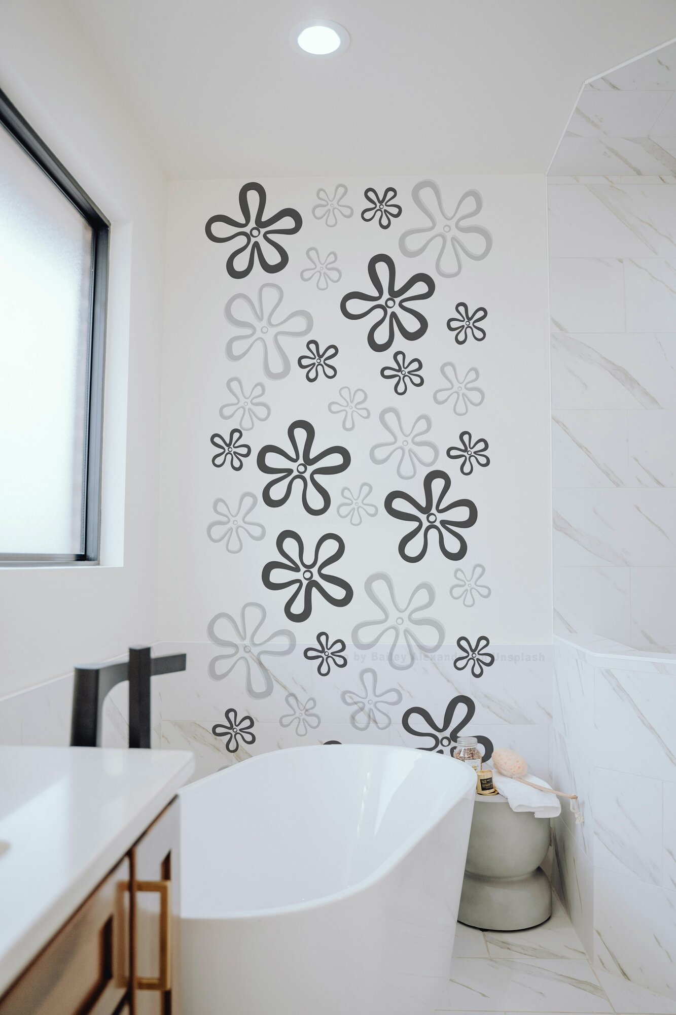 Интерьерная наклейка влагостойкая "Цветы, легкосъемная