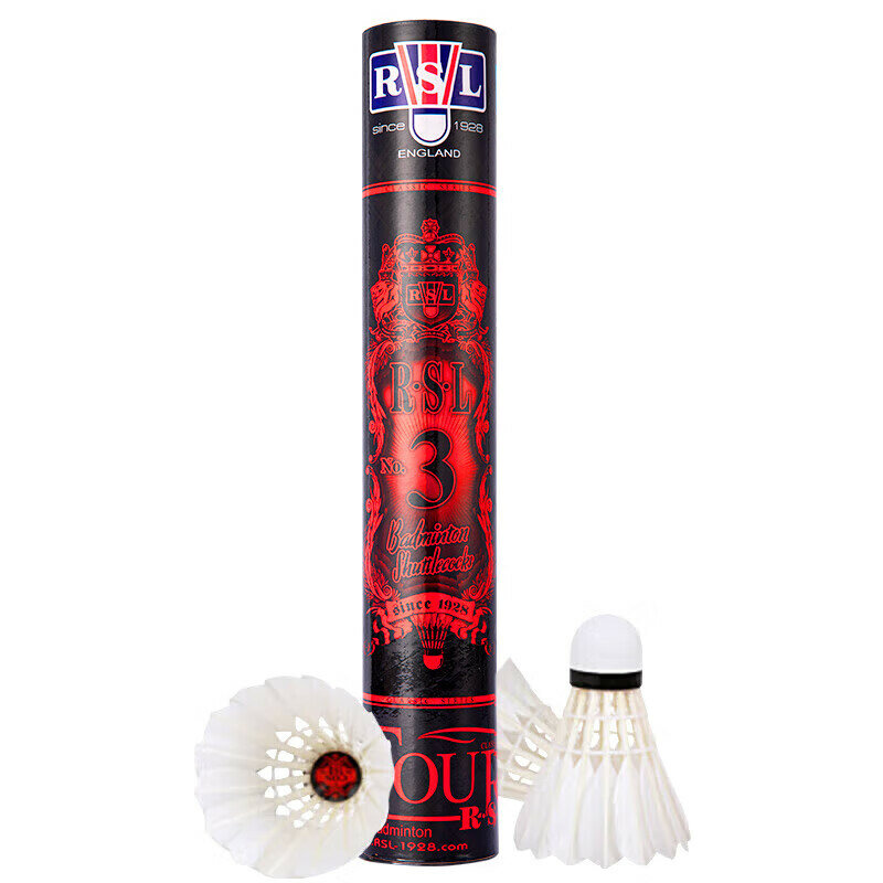RSL NO.3 Full Round Duck Feather Professional Competition Badminton Shuttlecocks, Stable And Durable, 77 Speed, 12 Pieces Per Tube