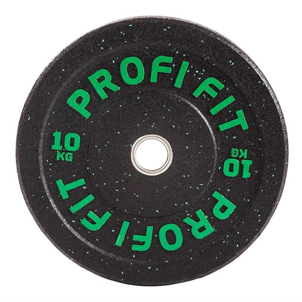 PROFI-FIT Диск для штанги HI-TEMP с цветными вкраплениями D51 мм PROFI-FIT 10 кг черный с зелеными вкраплениями