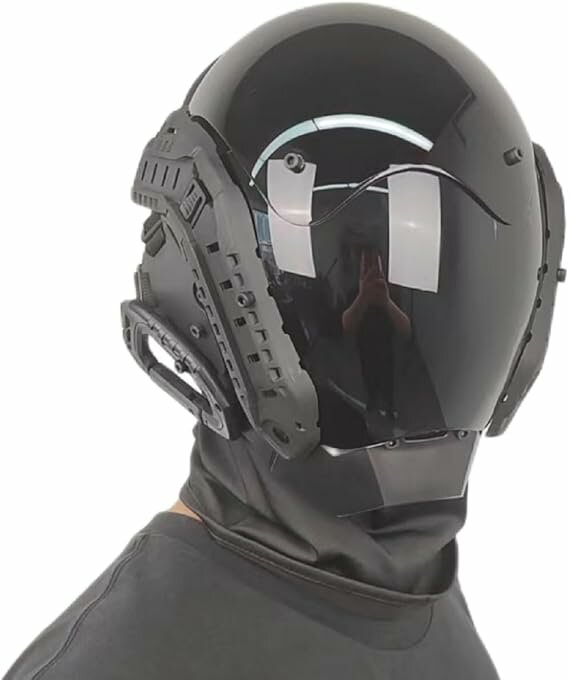 Киберпанк крутая научно-фантастическая футуристическая маска с рельсами