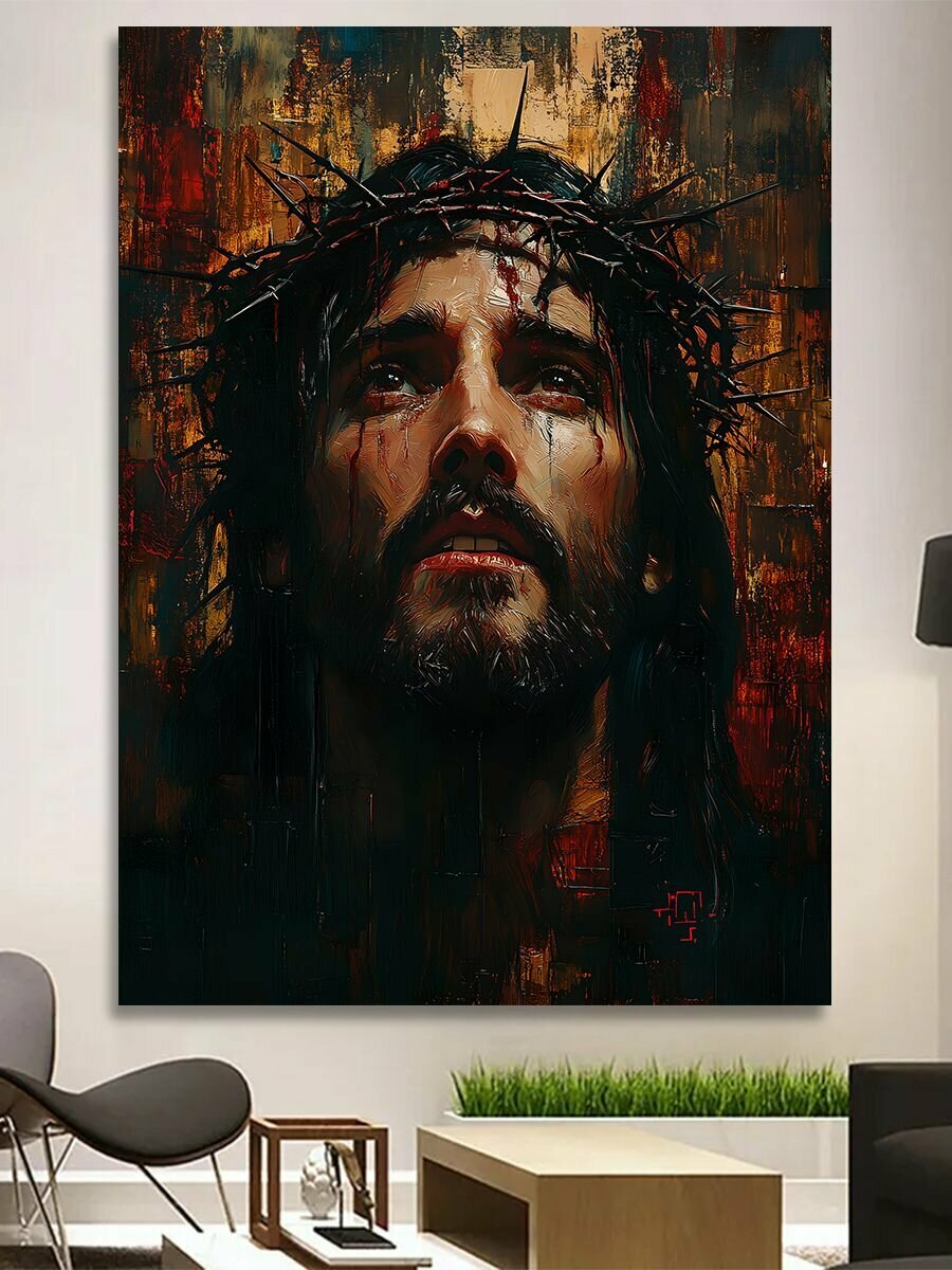 Иисус / христос , Современная картина, Картина в интерьер, 50х70 см.