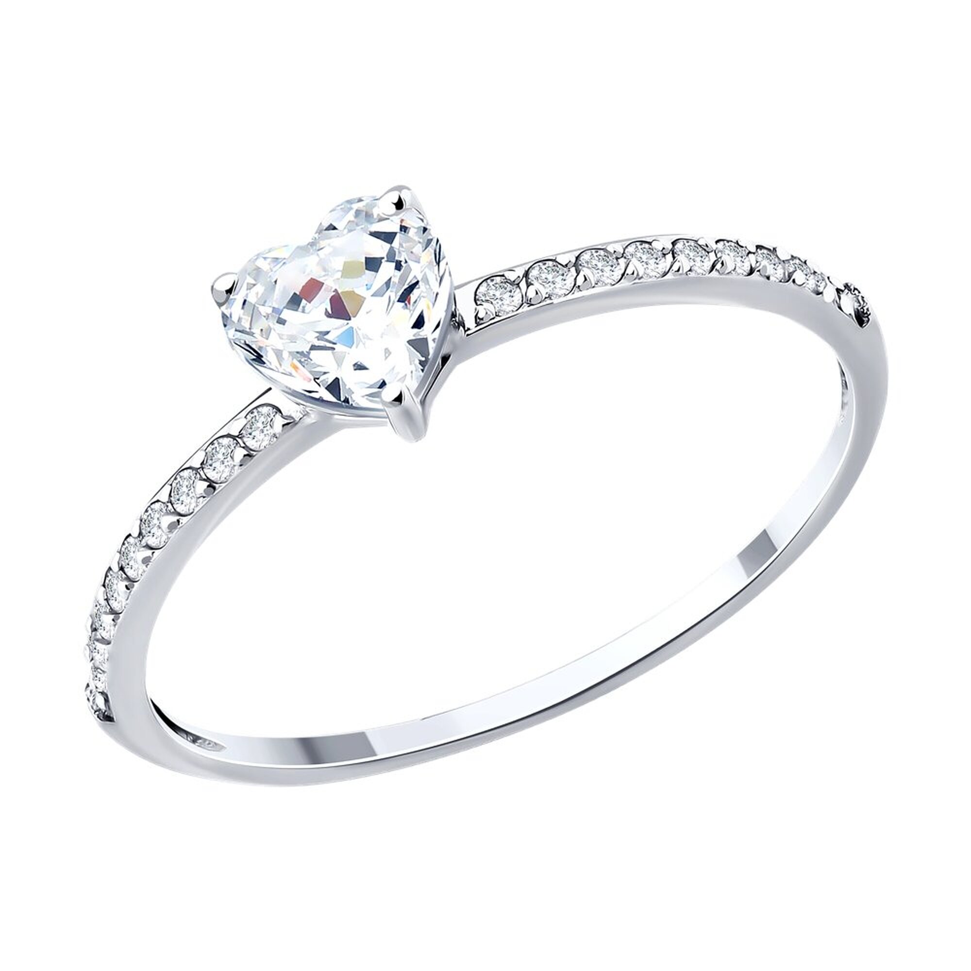 Кольцо, белое золото, 585 проба, фианит