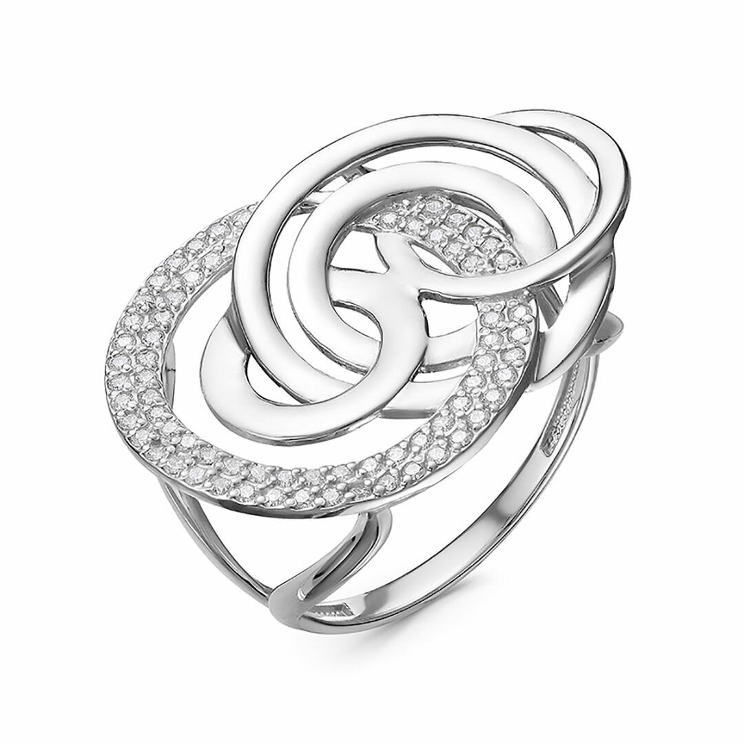 Кольцо, серебро, 925 проба, родирование, фианит