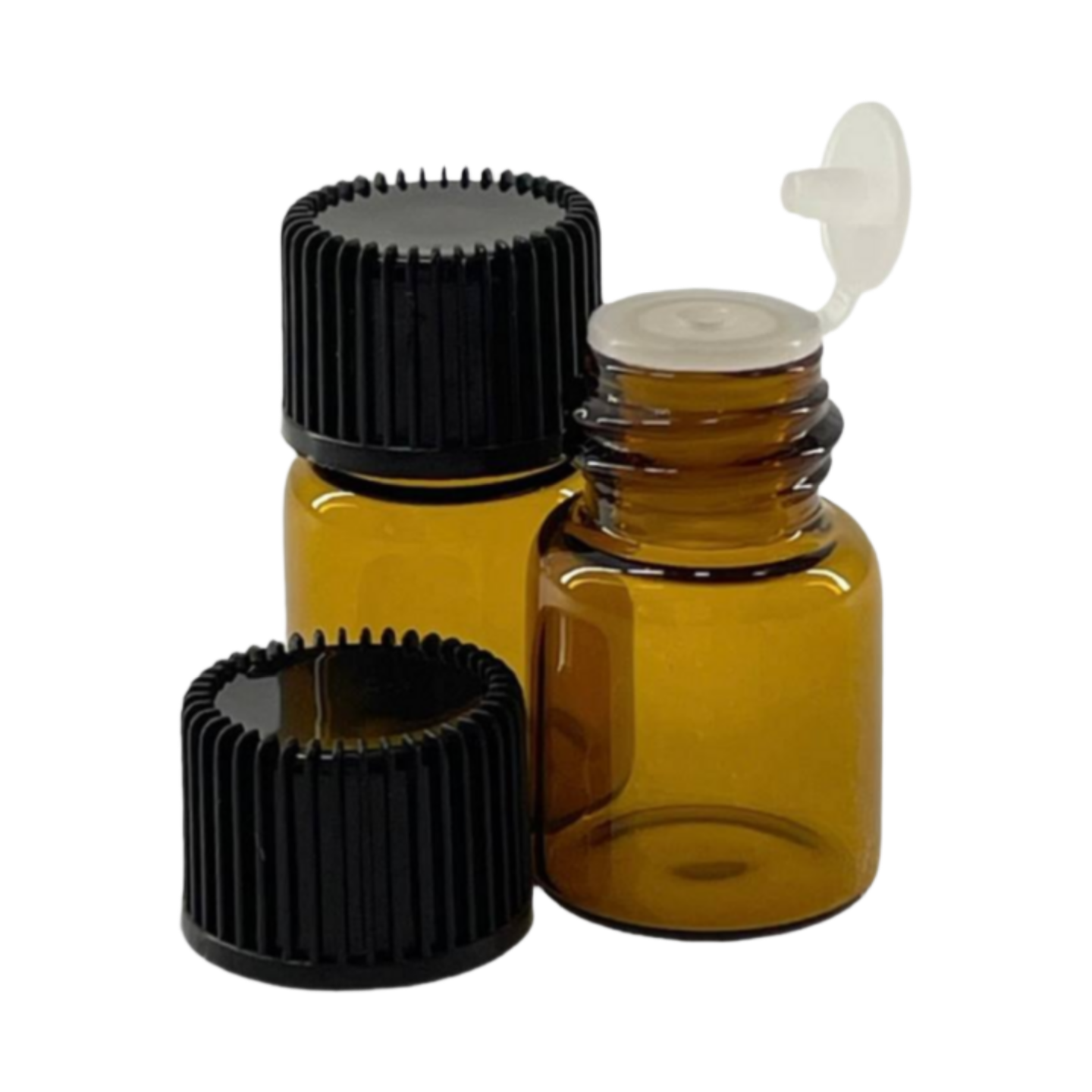 Набор пробников для эфирных масел, флакон 2 мл, 100 штук, коричневое стекло, черная крышка