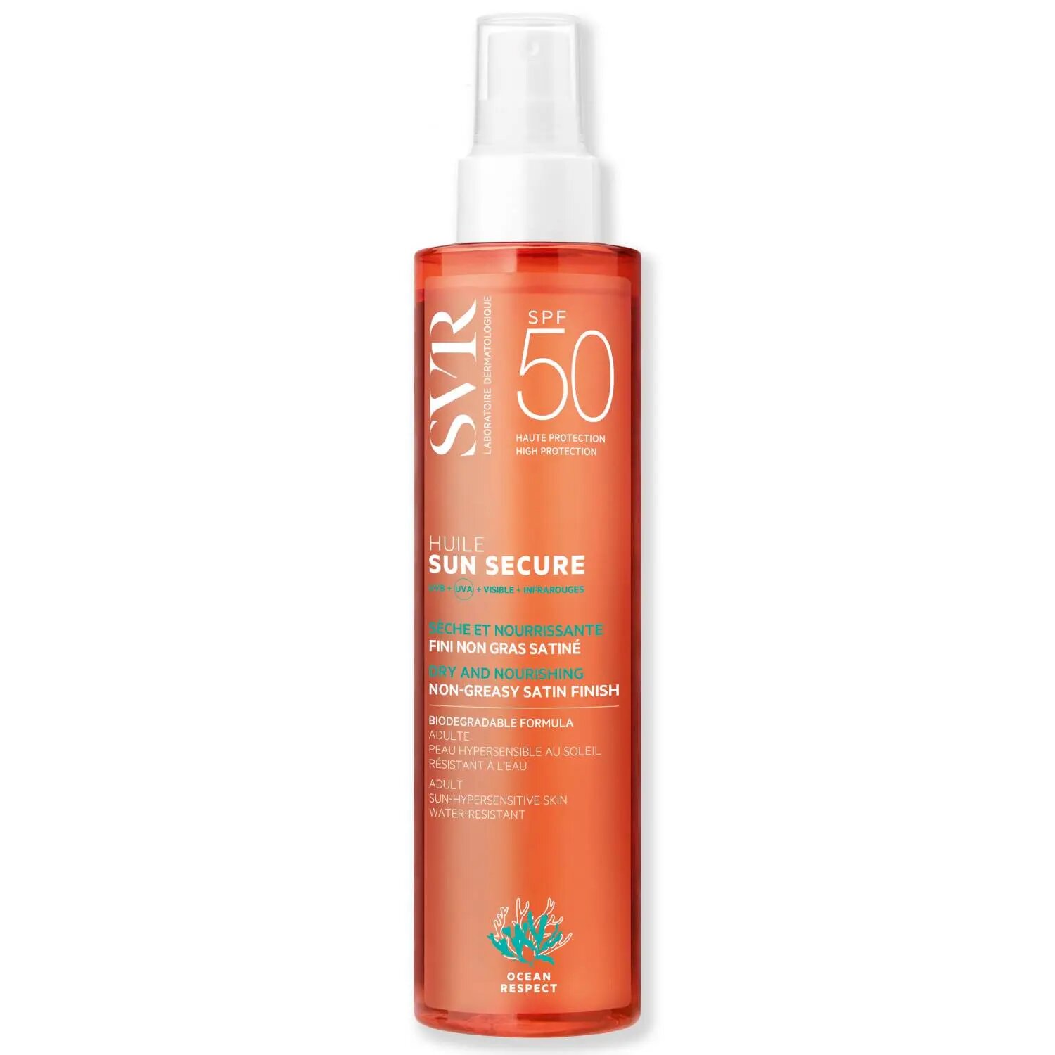 Сухое масло SVR Huile Sun Secure SPF50, с шелковистым финишем, гипоаллергенное, 200мл