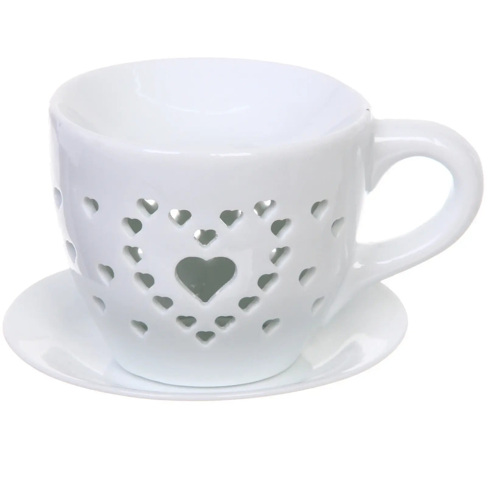 Аромалампа керамическая "Сердечко" 14*12,2*9см, белая, для эфирных масел