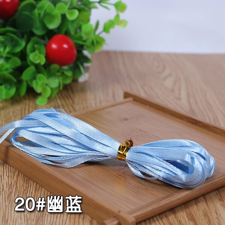 Лента шелковая атласная 3 мм мerylover 10 метров Синий, Sky blue