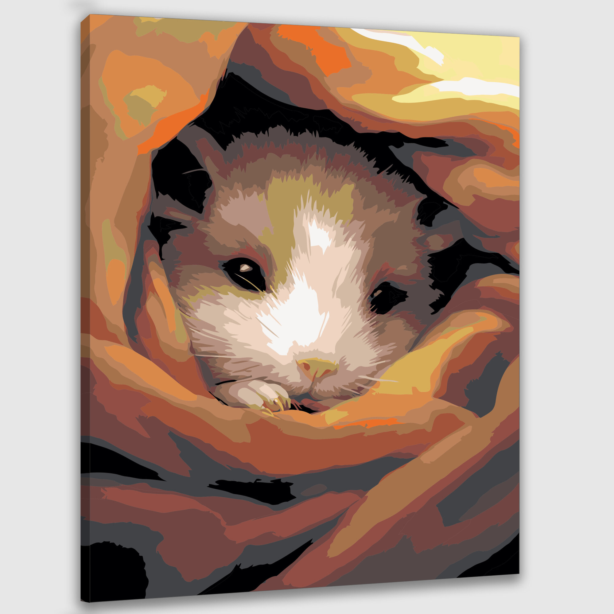 Картина по номерам 40x50 см, хомячок, крупный план, мягкие подстилки, теплые подстилки, уют, комфорт, умиротворение