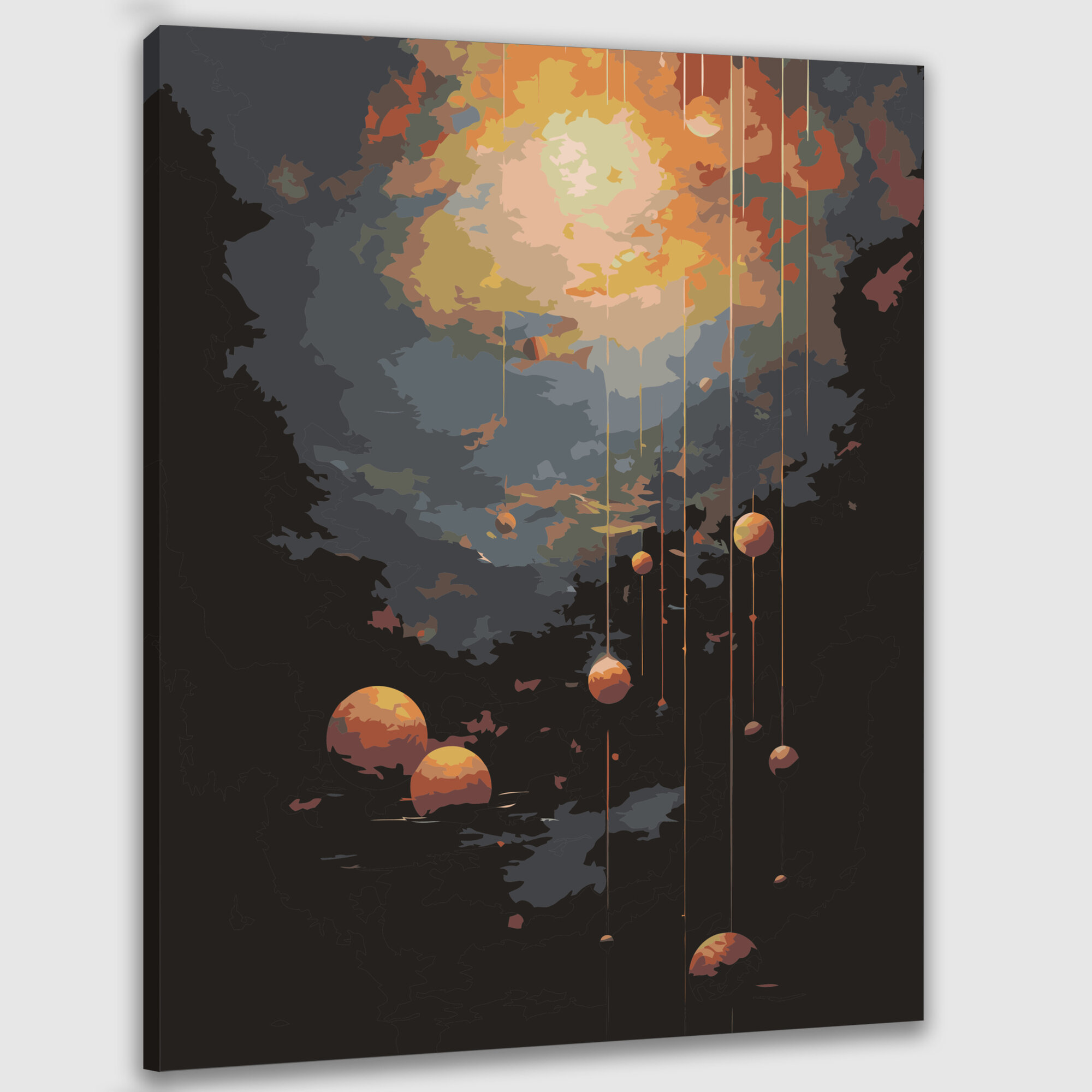 Картина по номерам 40x50 см, картина маслом, космические сферы, небесный оркестр, планеты, звезды, галактики, сияние