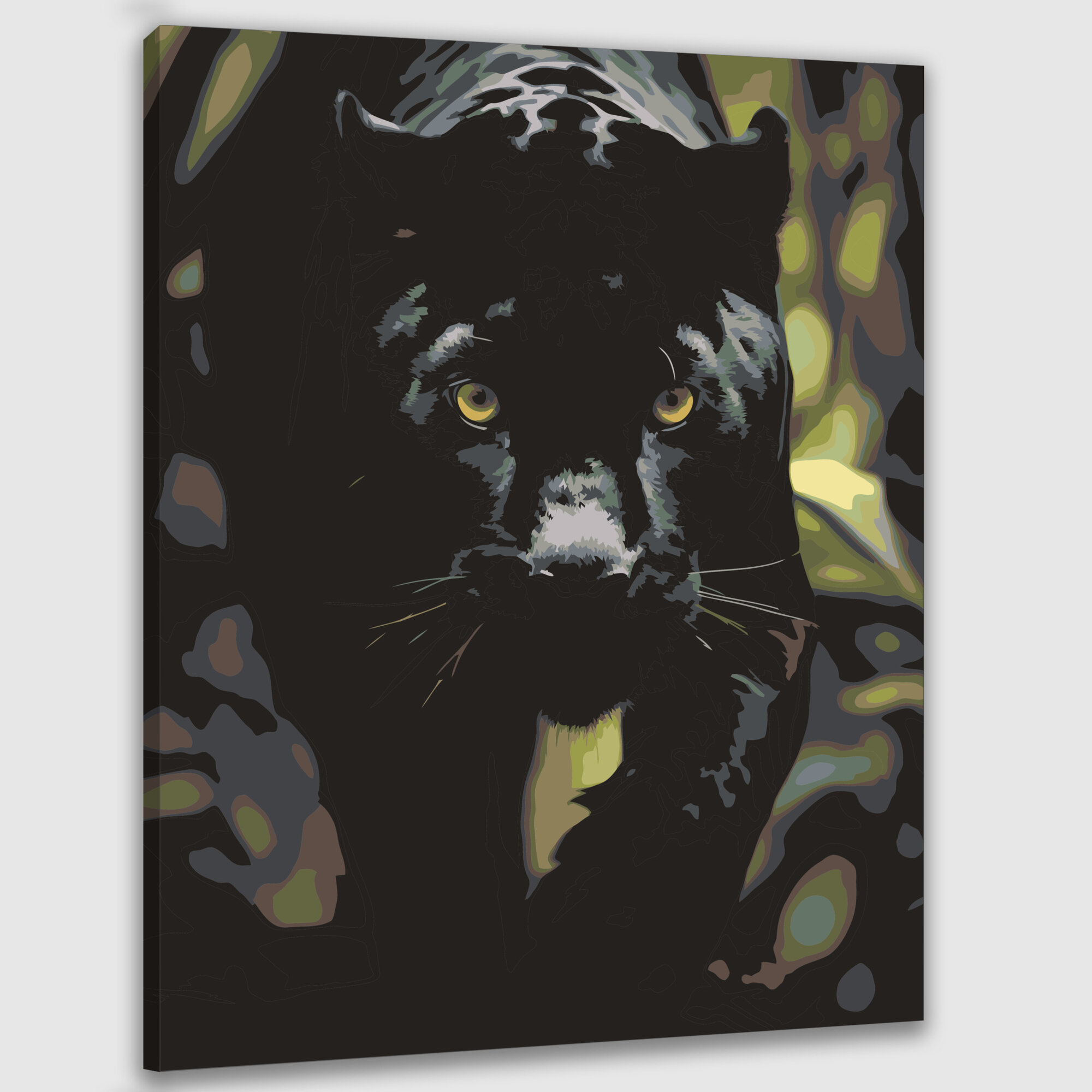 Картина по номерам 40x50 см, пантера, фотография, джунгли, храбрость, черная, пронзительные глаза, величественная