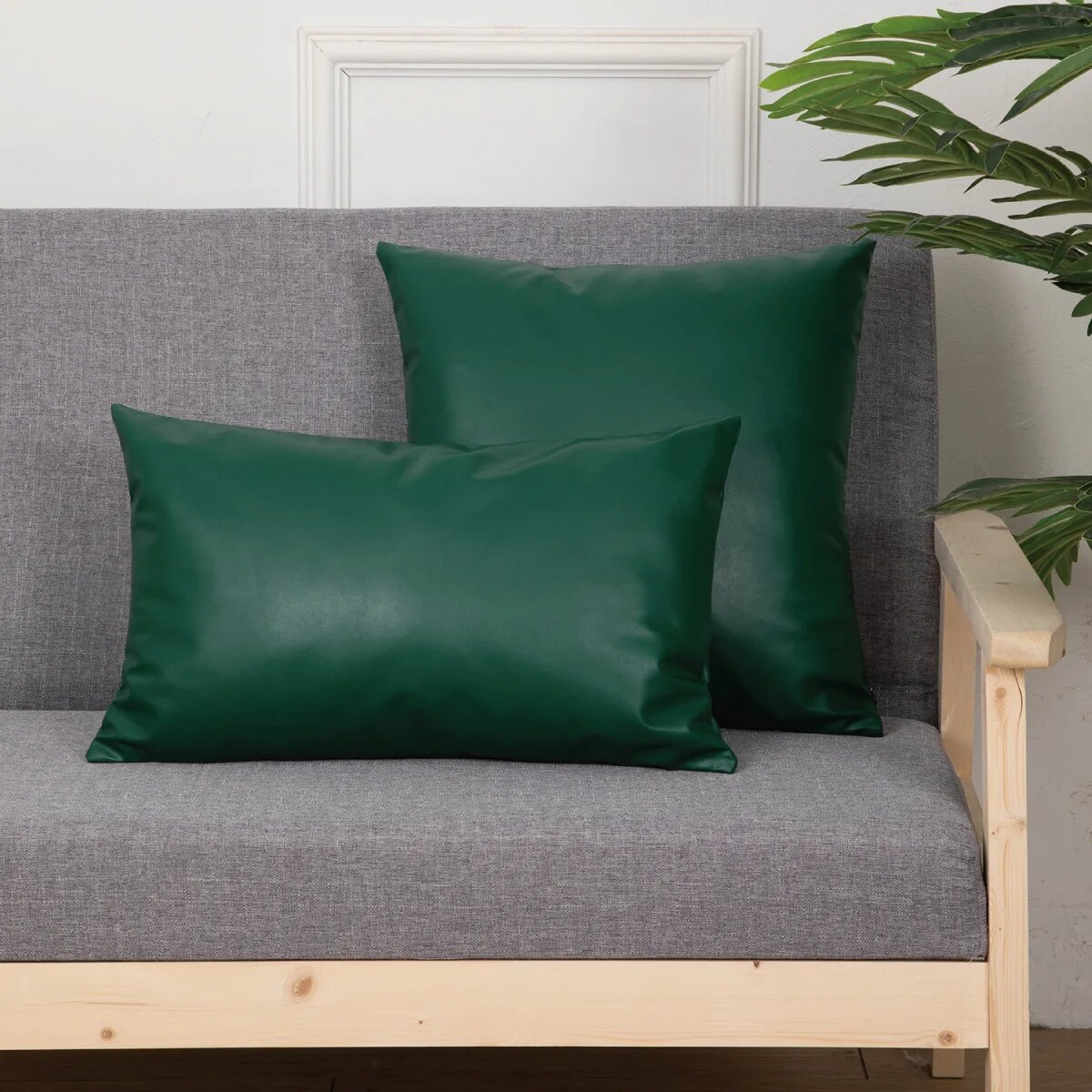 Декоративная подушка из искусственной кожи Темно-зеленый, 30X50CM-pillow cover, Deep green