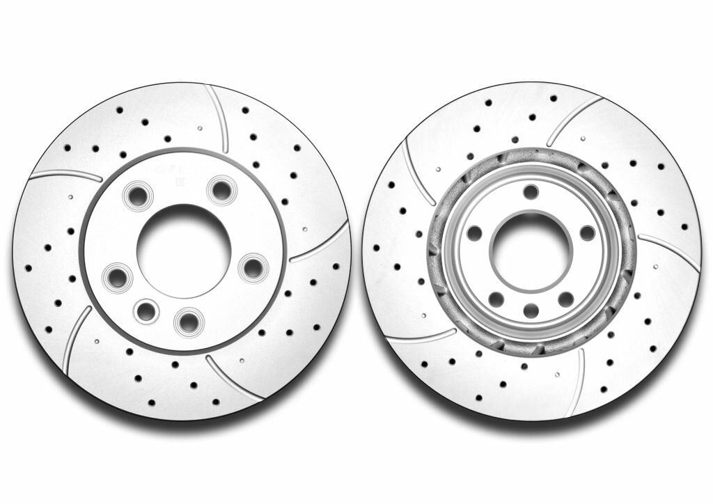 Тормозной диск Gerat F002P (передний) Platinum с перфорацией и слотами для а/м VW Touareg с 2003 г. в, Porche Cayenne с 2003 г. в, D-330 мм