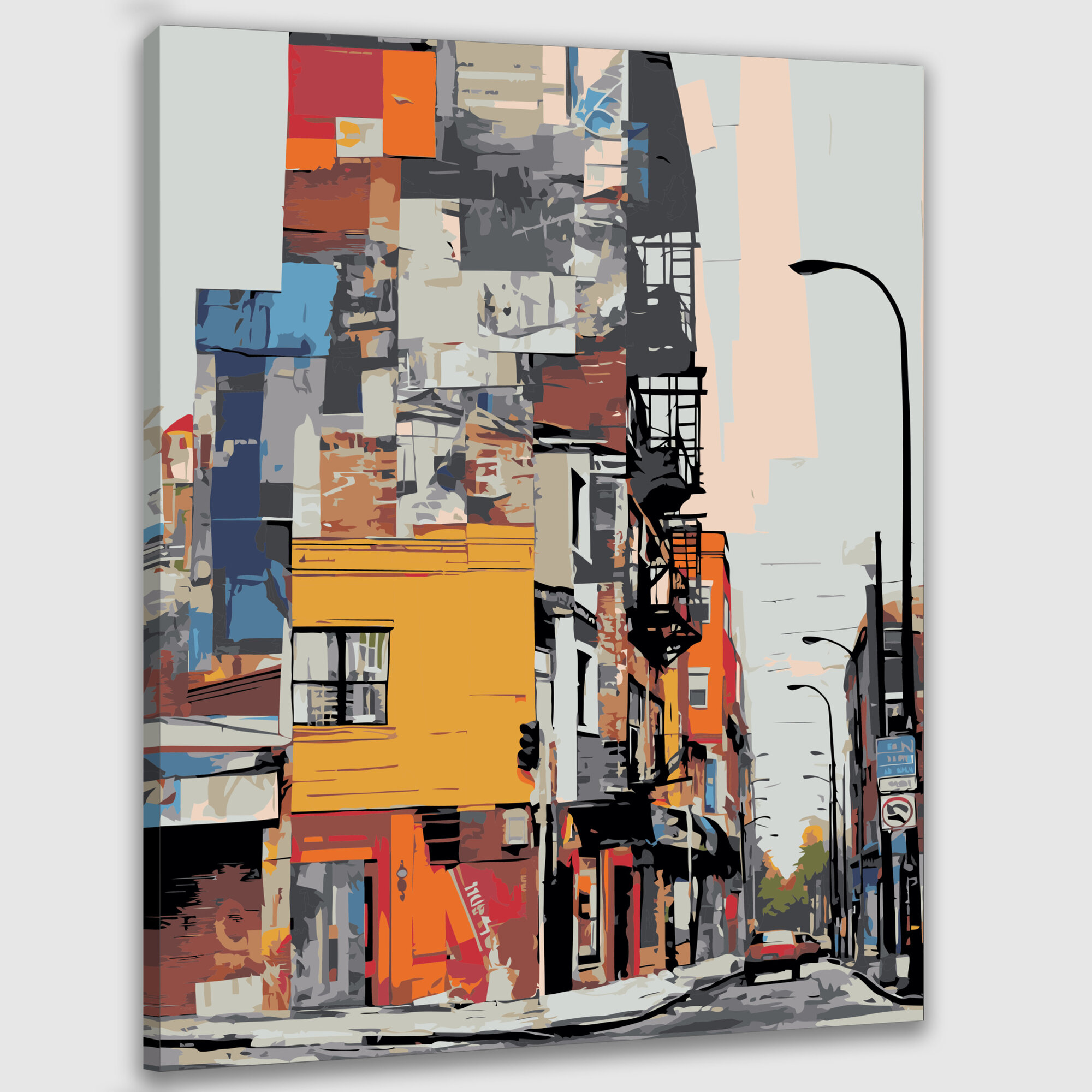 Картина по номерам 40x50 см, калейдоскоп, городской пейзаж, смешанная техника, переработанные газетные в